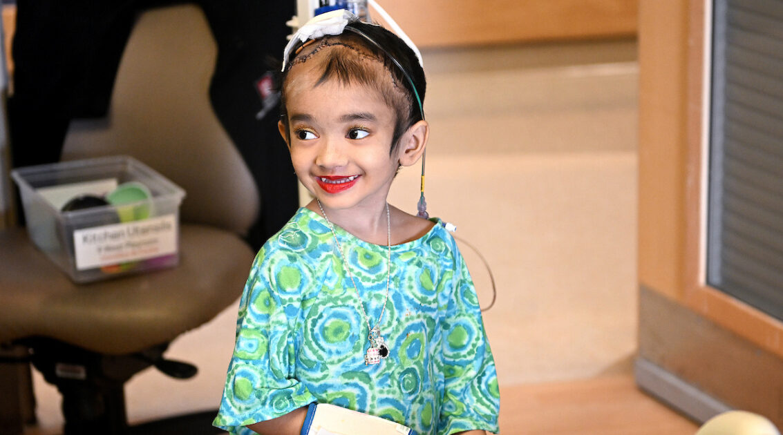 Little girl’s giggle is good medicine for… | Riley Children's Health